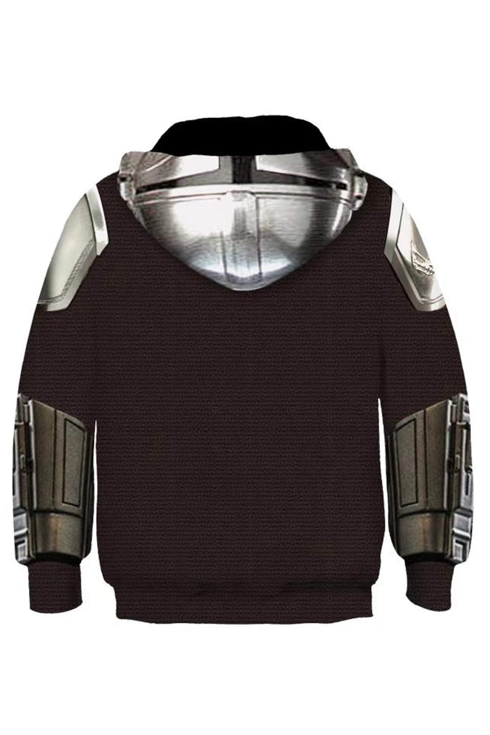 Toddler Kids Silver Hoodie Armor Print Sweatshirt for Boys Girls (Small, Grey)