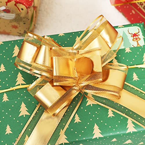 ADARRO 24PCS Christmas Pull Bows for Gift Wrapping with Ribbon for Presents, Florist, Bouquet, Basket Wrap Decoration, Christmas Bows Small(1.18”Wide)12PCS, Large(1.97”Wide)12PCS