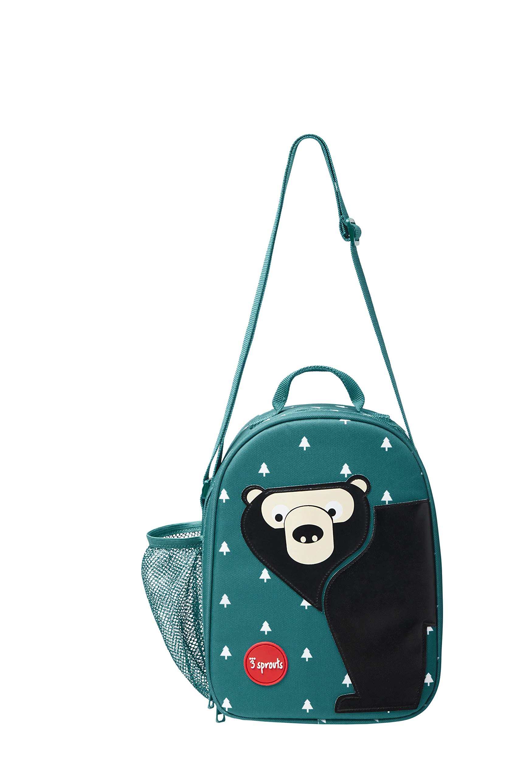 3 Sprouts Insulated Lunch Bag for Kids - Reusable Tote with Shoulder Strap, Handle and Pockets, Bear