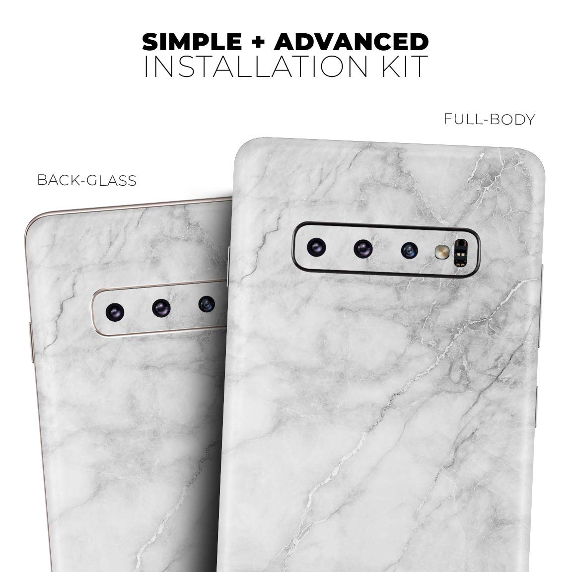 DesignSkinz White Scratched Marble Protective Vinyl Decal Wrap Skin Cover Compatible with The Samsung Galaxy S20 (Screen Trim & Back Glass Skin)
