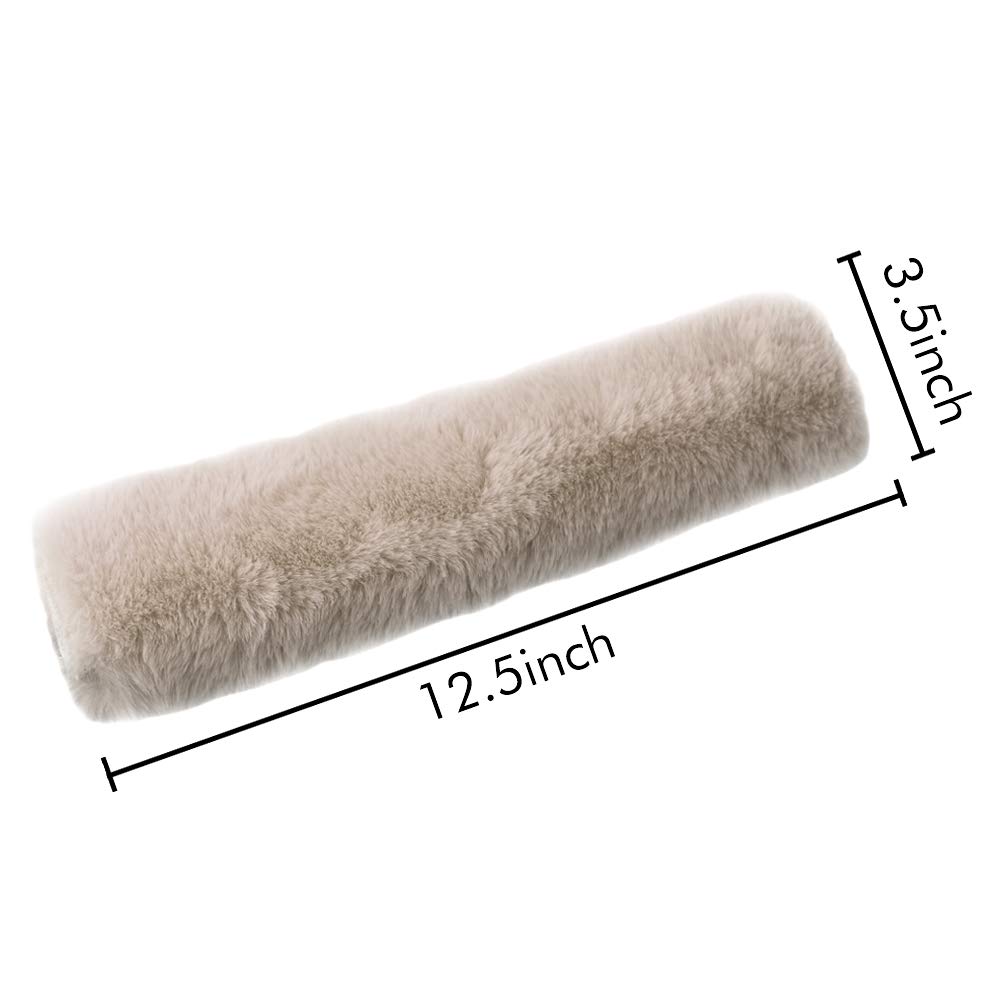 GAMPRO Seat Belt Pads Long 13 inch Faux Rex Rabbit Fur, Soft Comfortable Car Safety Seat Belt Strap Shoulder Pad for Adults and Children 2-Pack(Brown)