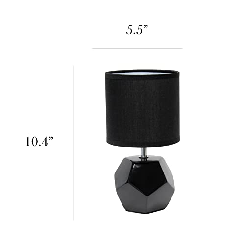Simple Designs LT2065-BLK Round Prism Mini Table Lamp with Matching Fabric Shade, Black
