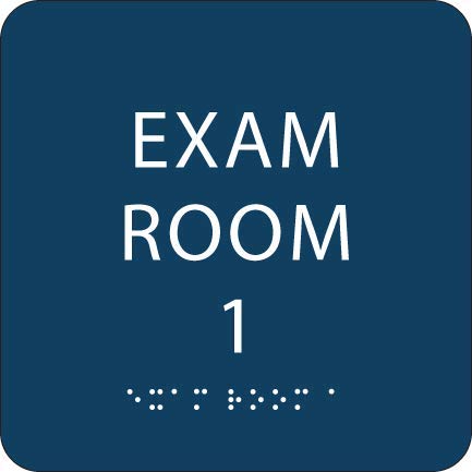 ADA CENTRAL SIGNS - 6" X6" Exam Room 1 Sign - ADA Compliant Tactile Graphics Grade 2 Braille Text Acrylic Wall Signs - Educational Institution Directional Assistance Test Center Door Sign for Schools