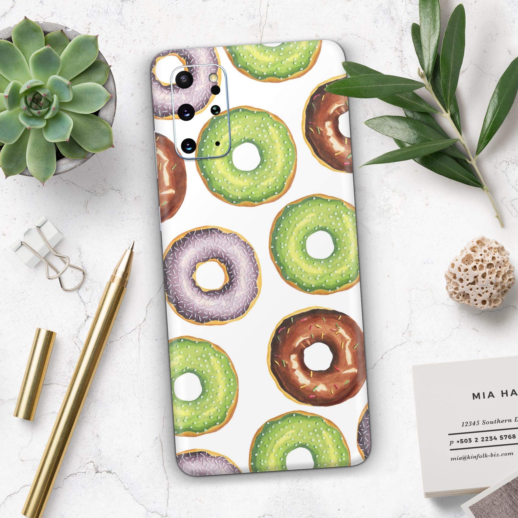 DesignSkinz Yummy Donuts Galore Protective Vinyl Decal Wrap Skin Cover Compatible with The Samsung Galaxy S20 (Screen Trim & Back Glass Skin)