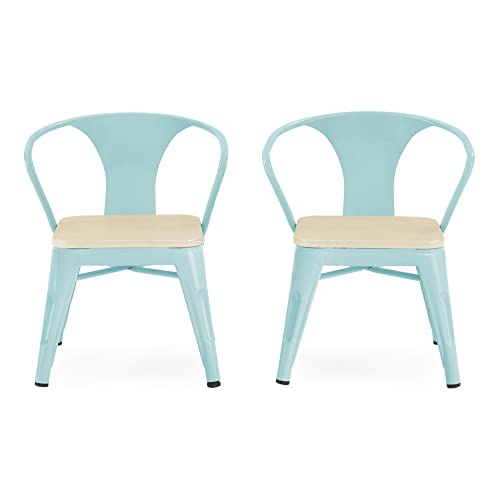 Delta Children Bistro 2-Piece Chair Set, Aqua Metal/Natural Birch