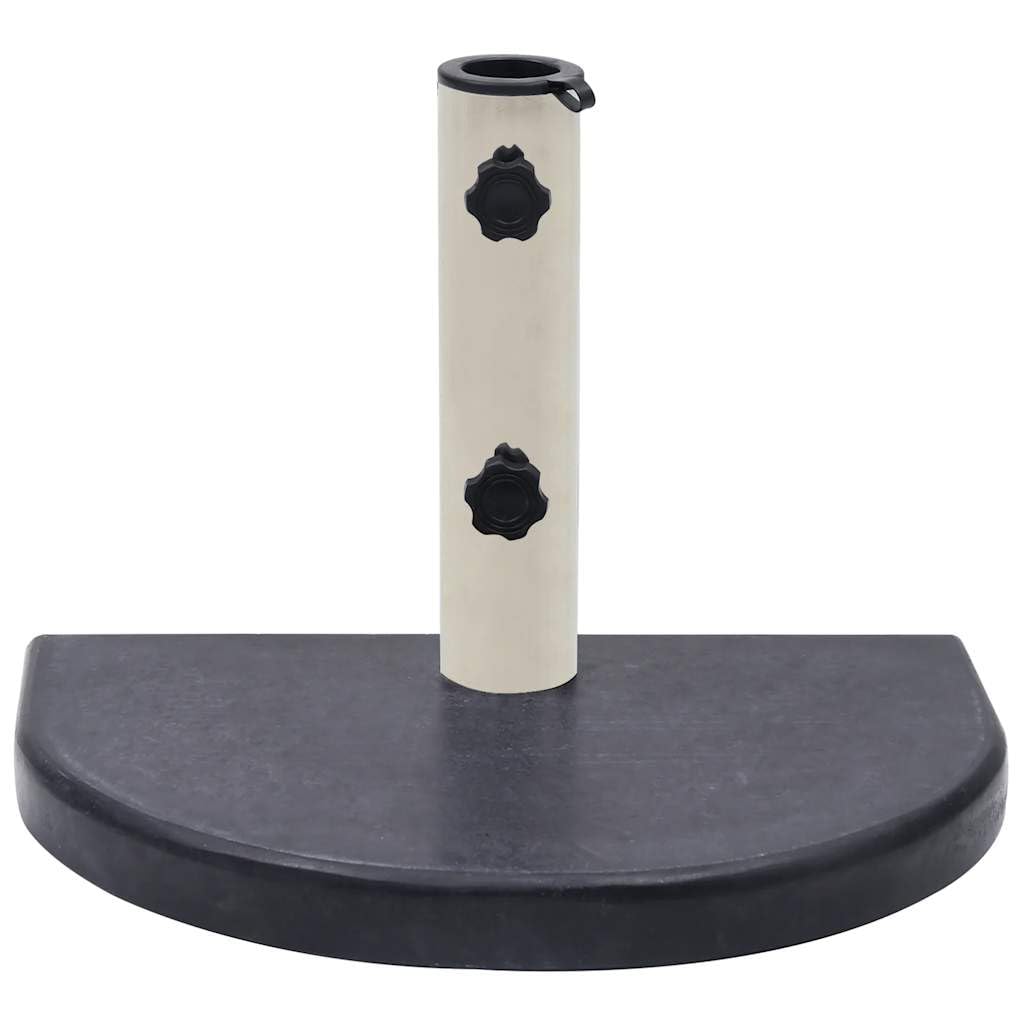 vidaXL Half-Round Black Umbrella Base, Durable Granite Construction, Stainless Steel Tube, Adapters for Various Parasol Sizes, Stable Garden Furniture Accessory - 15.7"x11"x1.6" - 22 lb Weight