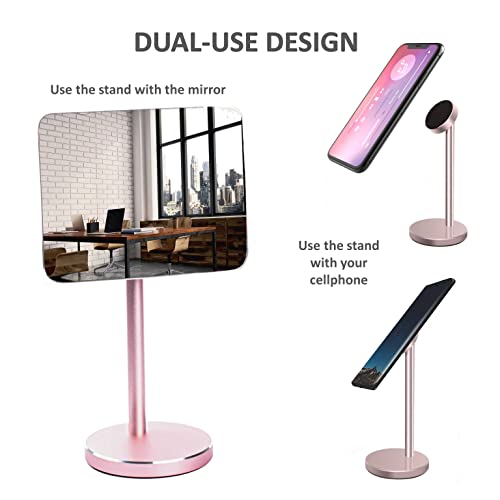 Desk and Cubicle Mirror to see behind you, ROSE-GOLD Stand with detachable Wide Angle real glass Mirror, SMALL & DISCRETE, beautiful design, perfect curvature for an exceptionally clear view