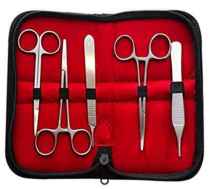 Surgicalonline 15 Piece Stainless Steel Training Suture Blade Tool Kit/Set with Scalpel 10 Blade, for Medical, Veterinarian Student Tools Kit, Biology and Dissection Lab Students