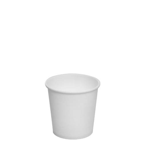 4 OZ Eco Friendly Poly-Coated Paper Coffee Cups | Sturdy Fine Print Hot Cups - Espresso Paper Hot Cups | Stylish Rolled Rim Quality Espresso Cups Hot/Cold Drinks (White Print, 50)