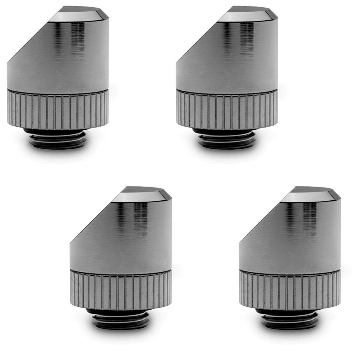 EKWB EK-Torque 45 Degree Angled Rotary Fitting, Black Nickel, 4-Pack