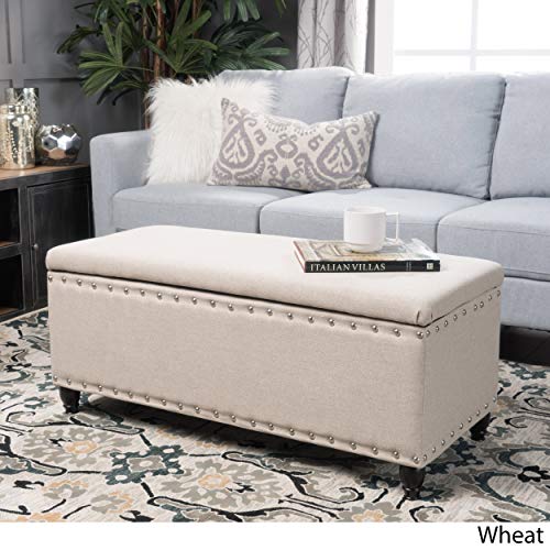 Christopher Knight Home Tatiana Fabric Storage Ottoman, Wheat