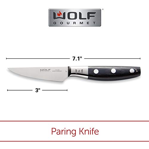 Wolf Gourmet Santoku and Paring Knife Set, Ergonomic for Comfort and Control, Forged High-Carbon Stainless Steel, 12.5 Degree Angle, Durable (WGCU214S)