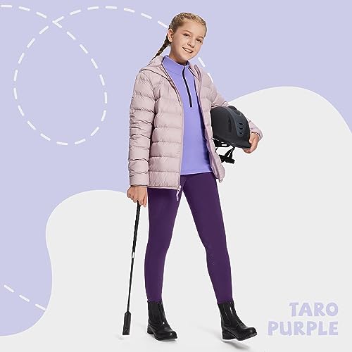BALEAF Fleece Long Sleeve Shirts, Girls Fall Jacket Half Zip Sweatshirts Horse Riding Camping Thermal Coat Kids Purple M