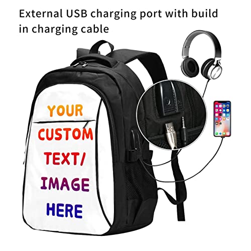 ADDUPICT Custom Travel Laptop Backpack Personalized for Men Women with Name Photo Customized Computer Bags with USB Port 18 x 13.4 x8.3 in