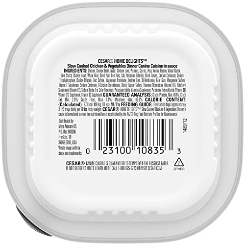 CESAR HOME DELIGHTS Wet Dog Food Slow Cooked Chicken & Vegetables Dinner in Sauce, (24) 3.5 oz. Easy Peel Trays