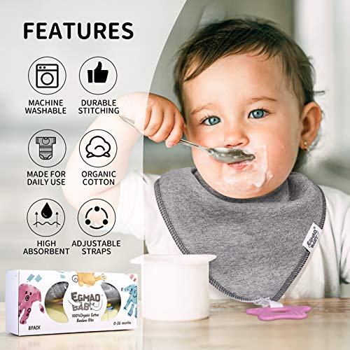 Udolove Baby Bandana Drool Bibs Unisex for Teething and Drooling - 8 Pack Super Soft Absorbent Bibs with Teething for Boys