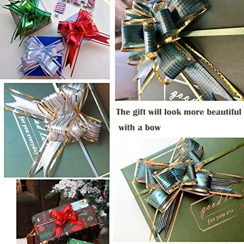 ADARRO 24PCS Christmas Pull Bows for Gift Wrapping with Ribbon for Presents, Florist, Bouquet, Basket Wrap Decoration, Christmas Bows Small(1.18”Wide)12PCS, Large(1.97”Wide)12PCS