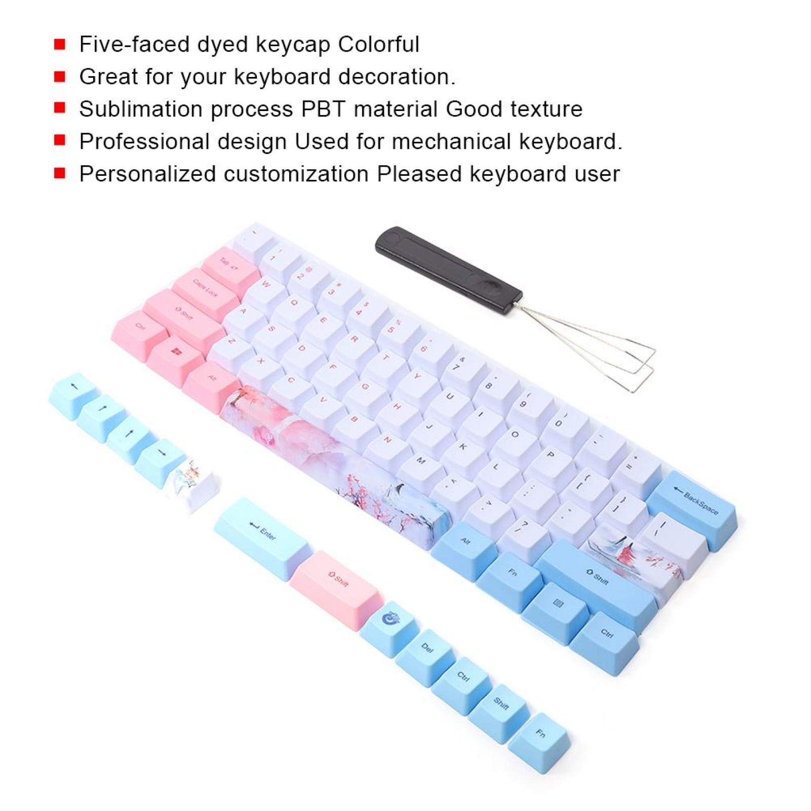 Richer-R PBT Keycaps Set, 73PCs Sublimation Keycaps PBT Mechanical Keyboard Accessory Five-Faced Dyed Anime Style, for MX Switches Mechanical Gaming Keyboard(73 keycap)