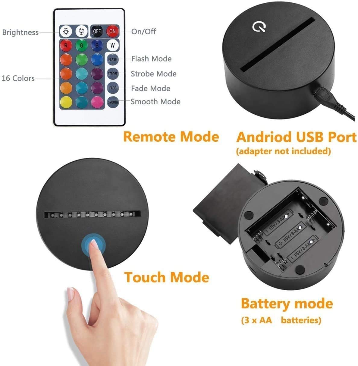 FXUS 3D Tennis Night Light Remote Control Touch Switch 16 Color Change LED Table Desk Lamp Home Decoration Toy Birthday Children Gift