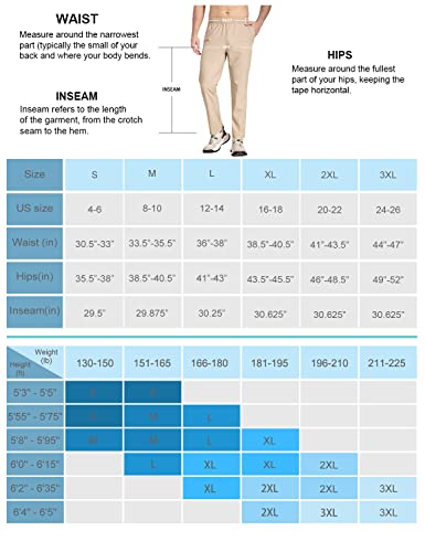BALEAF Men's Running Pants Elastic Waist Lightweight Jogging Stretch Golf Workout Pants with Zipper Pockets Khaki XL