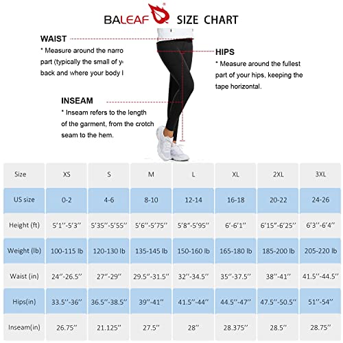 BALEAF Women's Fleece Lined Water Resistant Legging High Waisted Thermal Winter Hiking Running Pants Pockets Black X-Large