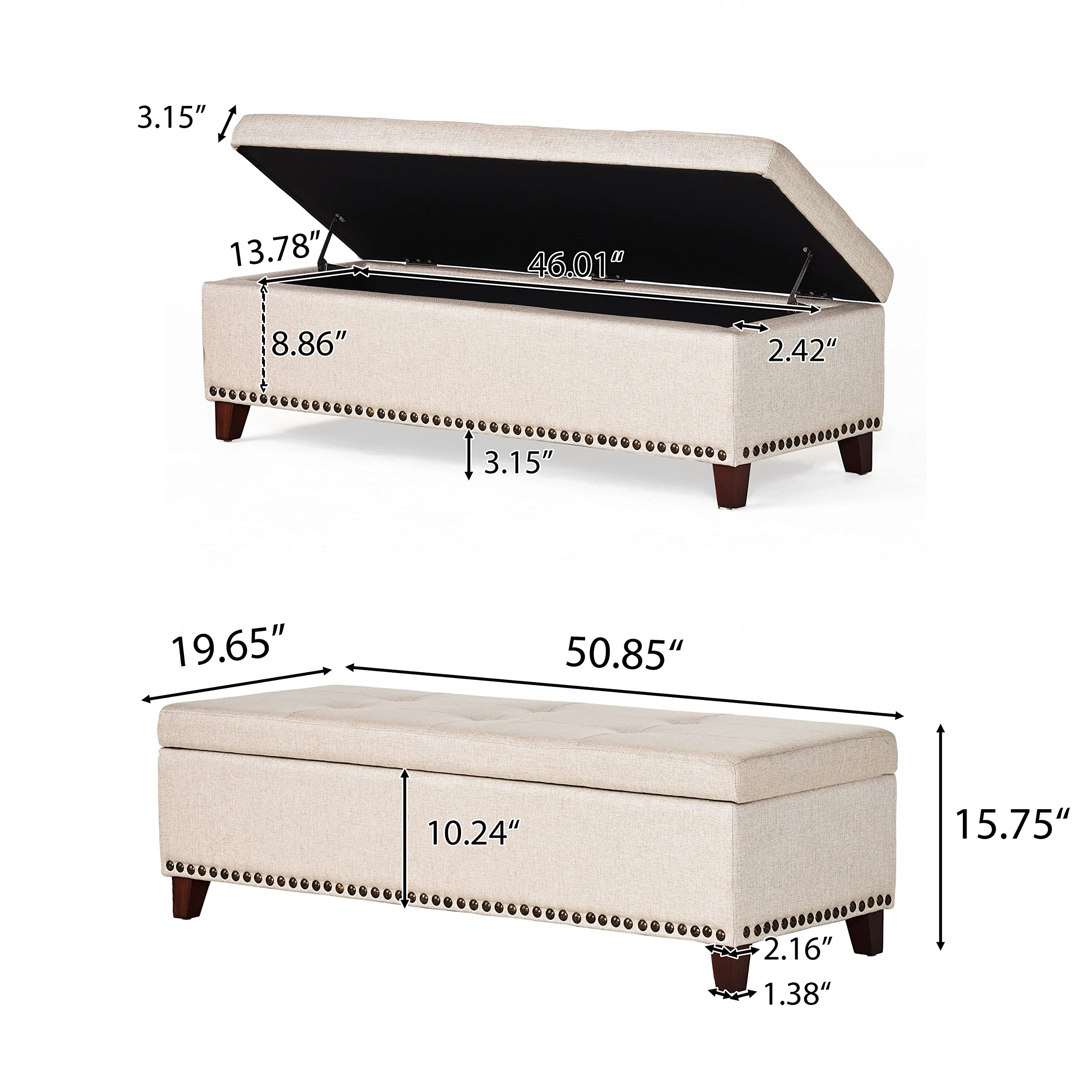 Christopher Knight Home Gavin Fabric Storage Ottoman, Beige