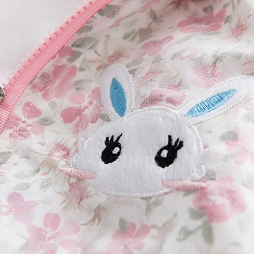 famuka Baby Girls Hooded Jacket Floral Pattern Coat Rabbit Style Windbreaker for Spring/Autumn (Pink, 3-6 Months)