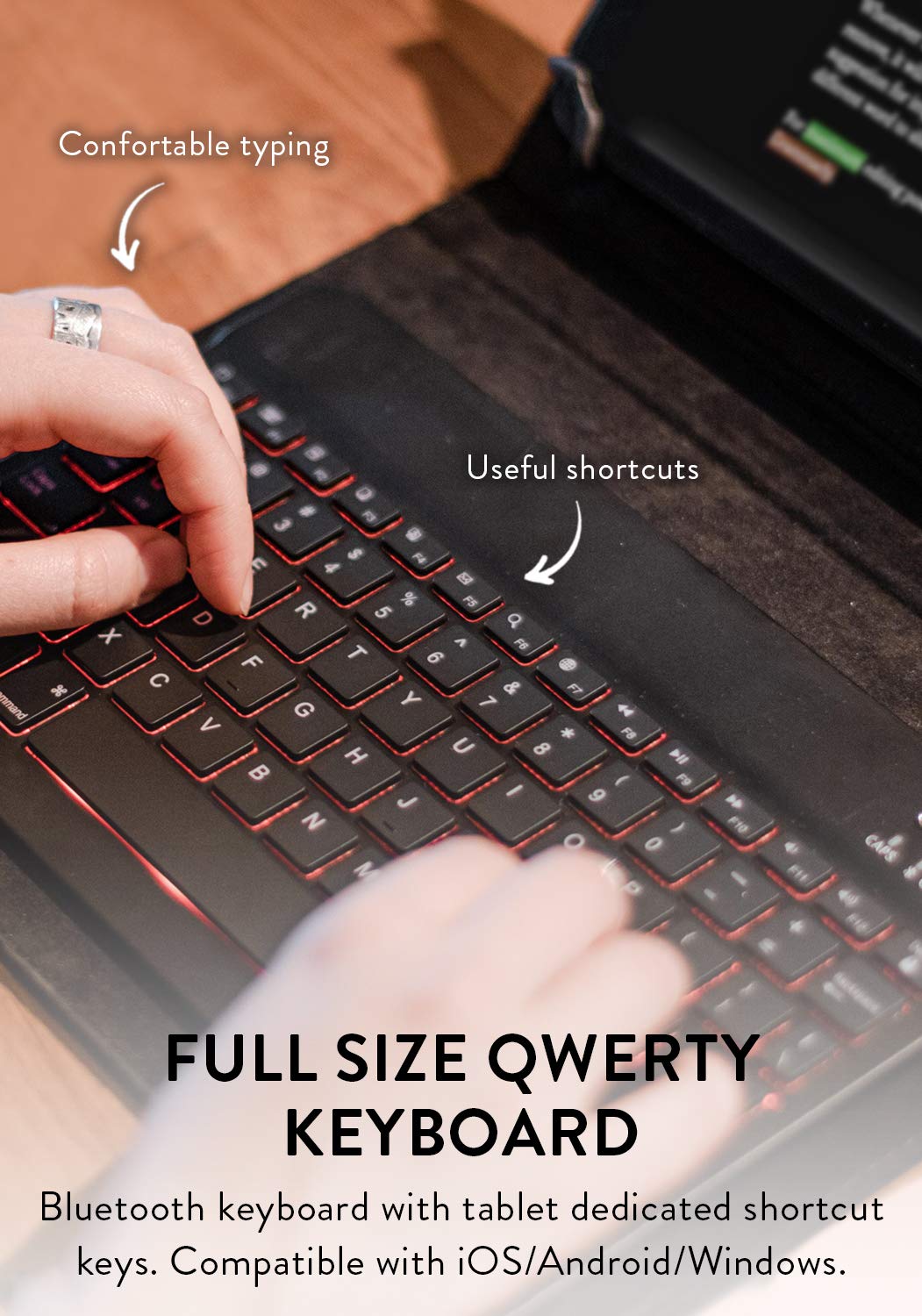 Cooper Backlight Executive Keyboard Case for 9, 9.7, 10, 10.1, 10.2, 10.5" Tablets | Bluetooth Keyboard & Leather Folio, 7 Color Backlit with Hotkeys