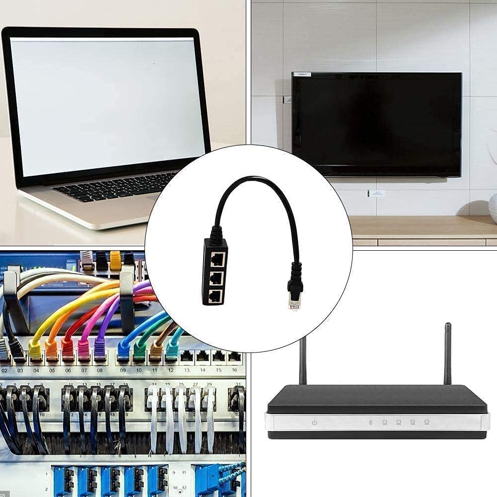 RJ45 Ethernet Splitter Cable, Sartyee RJ45 Y Splitter Adapter 1 to 3 Port Ethernet Switch Adapter Cable for CAT 5/CAT 6 LAN Ethernet Socket Connector Adapter Cat5 Cat6 Cable - ONE at A TIME