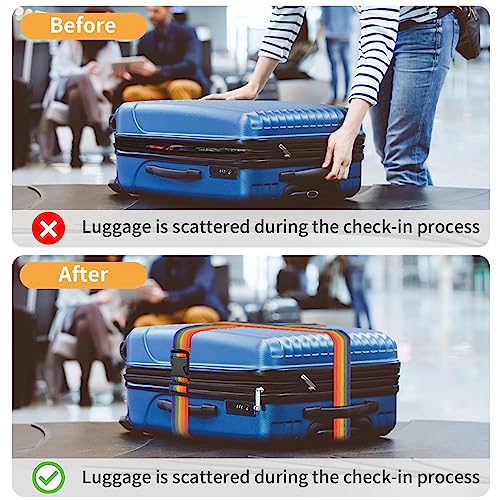BILIONE Luggage Straps Belts TSA Approved Keep Suitcase Secure While Traveling, 79" Long Add a Bag Premium Accessory for Travel Bag Closure, 4 Pack Yellow Black