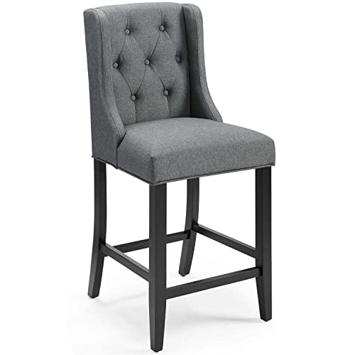Modway Baronet Counter Bar Stool Upholstered Fabric Set of 2, Gray