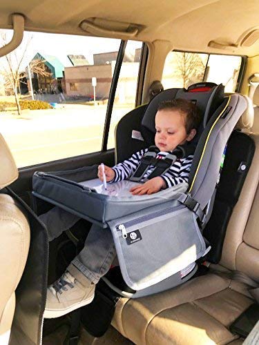 Kid’s Car Seat Travel Tray – Dry Erase Lap Table with Markers and Mesh Pockets – Keep Children and Babies Occupied – by K4 Dynamics