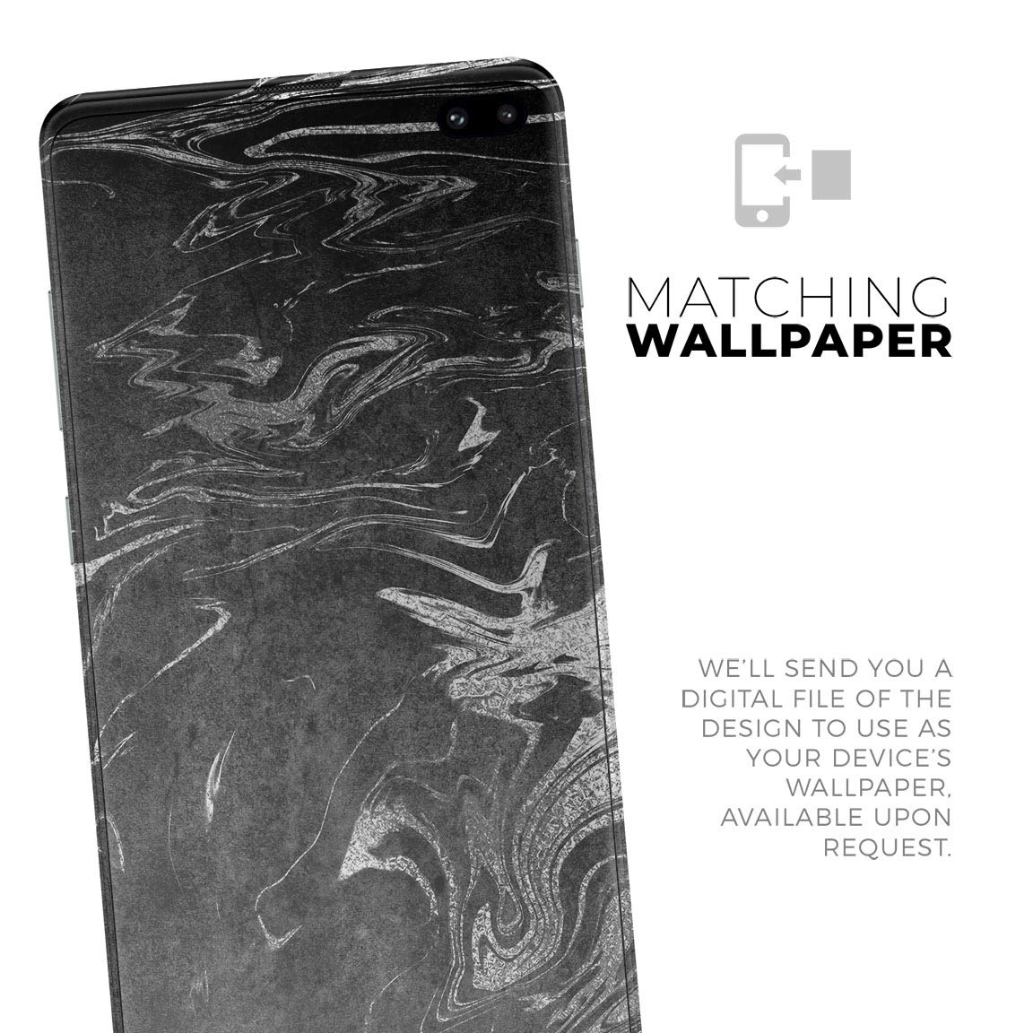 DesignSkinz Black & Silver Marble Swirl V8 Protective Vinyl Decal Wrap Skin Cover Compatible with The Samsung Galaxy S20 (Screen Trim & Back Glass Skin)