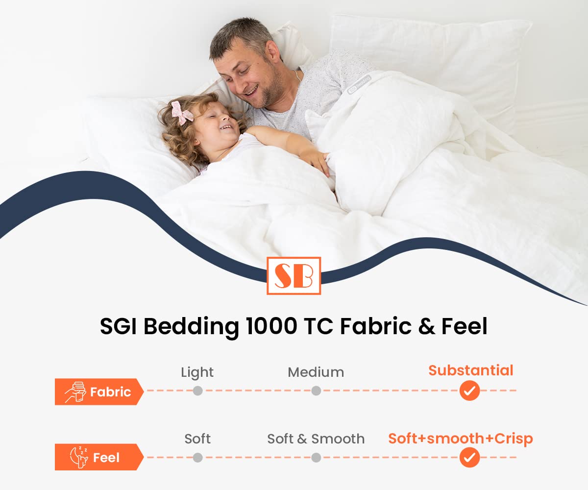 SGI bedding Luxurious 1000 TC White Solid Duvet Cover Set - Soft & Fluffy Comforter Cover for Winter - Hotel Quality Egyptian Cotton Bedding - Breathable - Oversized Queen Duvet Covers