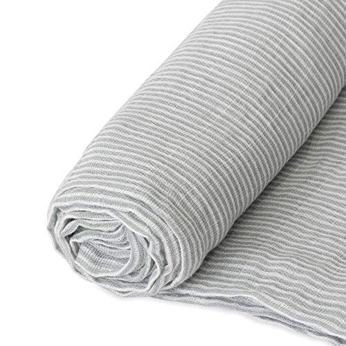 Red Rover Kids Cotton Muslin Swaddle - 47”x 47”- 100% Cotton – Machine Washable – Softer with Every Wash – Playful Designs -Soft, Breathable & Lightweight – Unisex (Grey Micro Stripe)
