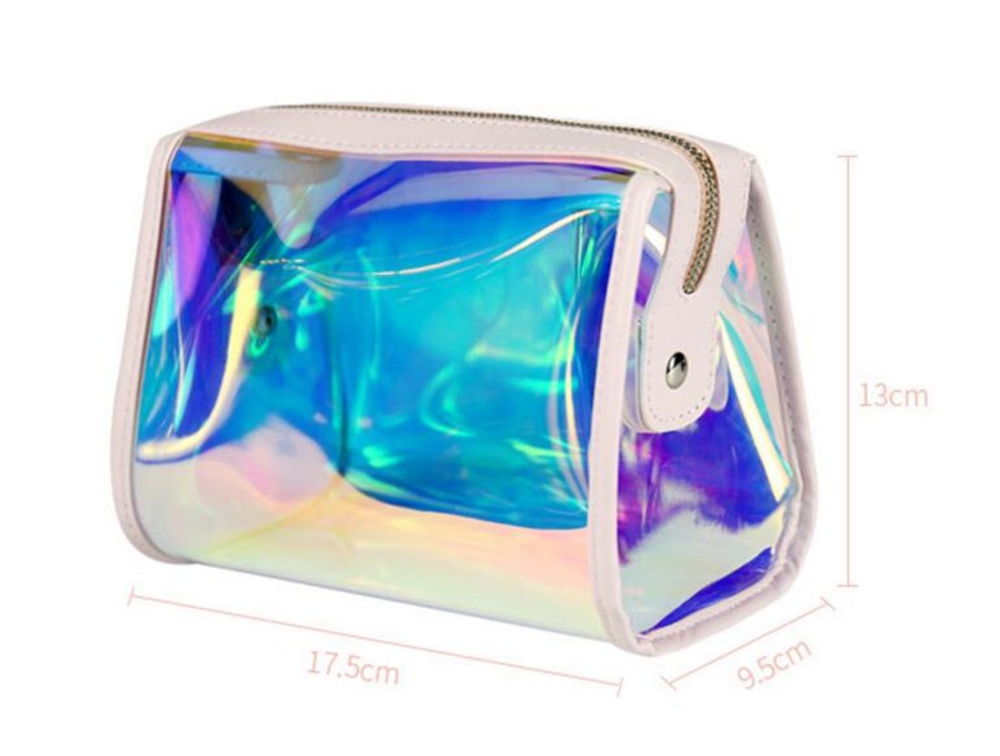 Susanki Holographic Transparent Makeup Case Clear Cosmetic Bag Organizer for Women