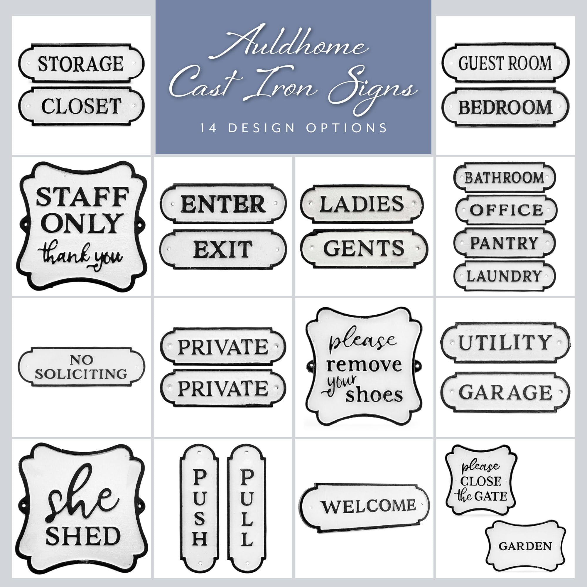 AuldHome Design His and Hers Towel Hooks (Set of 2); Cast Iron Rustic Farmhouse Decor Door Wall Hangers