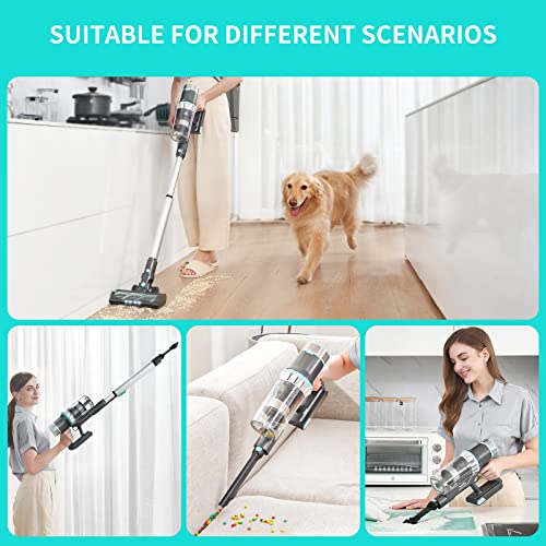 Belife Cordless Vacuum Cleaner, 2 Battery Stick Vacuum with Max 80mins Runtime, 25Kpa Powerful Suction, LED Display, Lightweight Handheld Vacuum for Hard Floor Carpet Car Pet Hair
