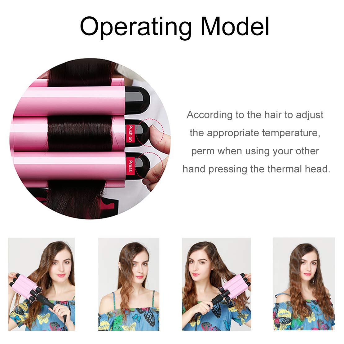 3 Barrel Curling Iron Wand Hair Crimper with Dual Voltage, 1 Inch Hair Waver Iron with LCD Temp Display, Ceramic Tourmaline Crimper Hair Iron, Hair Curler Temperature Adjustable