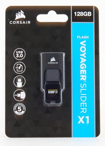 Corsair CMFSL3X1-128GB Flash Voyager Slider X1 128GB USB 3.0 Flash Drive, Black