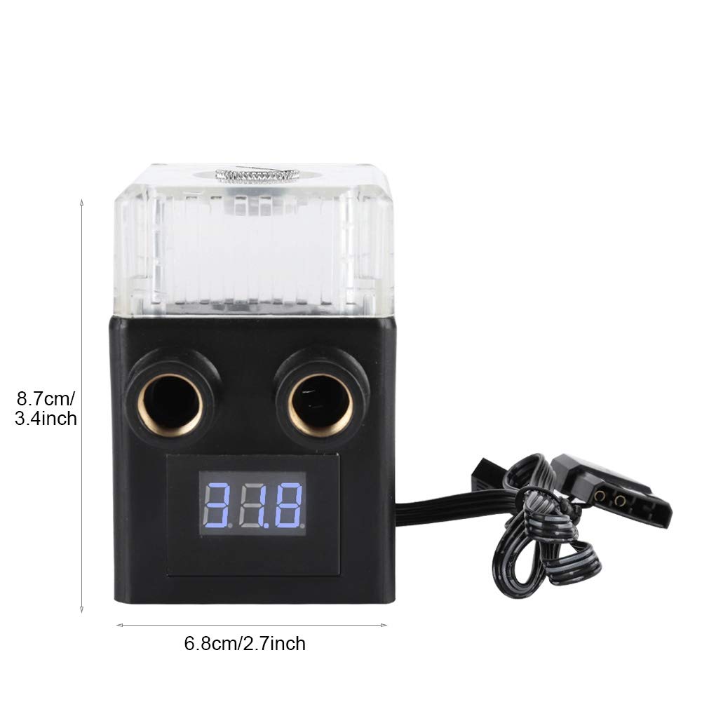 G1/4 Thread PC Water Cooling Pump With Temperature Display, 450L/H Integrated , Ceramic Bearing, Three phase Motor, Large 4P D port, Support PWM Automatic Temperature Control