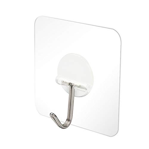 Adhesive Hooks for Hanging Heavy Duty Wall Hooks Self Adhesive Towel Coat Hooks Waterproof Transparent Hooks for Bathroom Shower Kitchen Keys Door Outdoor Home Improvement Utility Hook 12 Pack