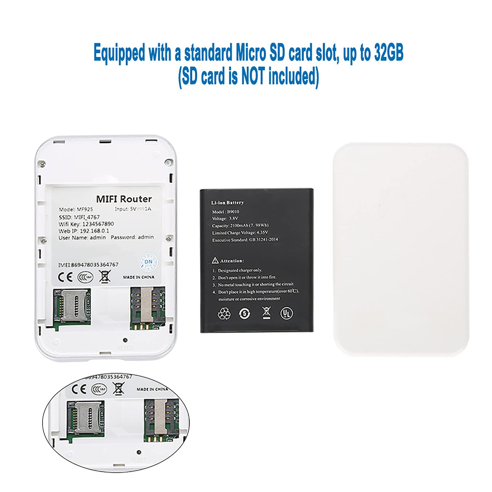 Portable 4G LTE Mobile Hotspot Device, High Speed Wi Fi Hotspot, Support SD Card, USB Charging, Router Amplifier for Phone/Tablet/PC, Worldwide, Travel, Home
