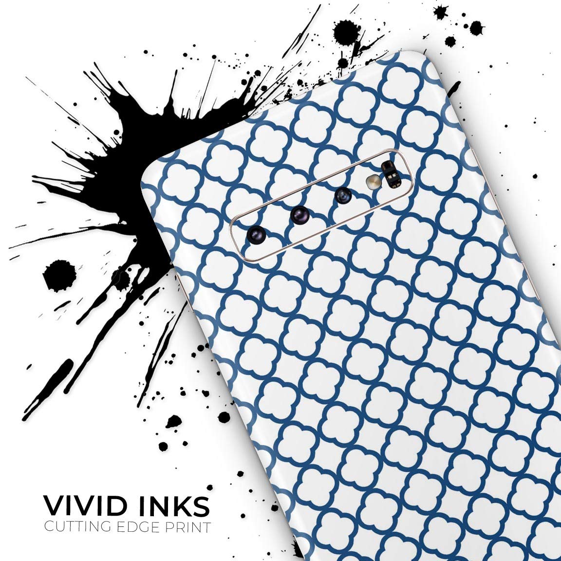 DesignSkinz Navy & White Seamless Morocan Pattern V2 Protective Vinyl Decal Wrap Skin Cover Compatible with The Samsung Galaxy S20 (Screen Trim & Back Glass Skin)