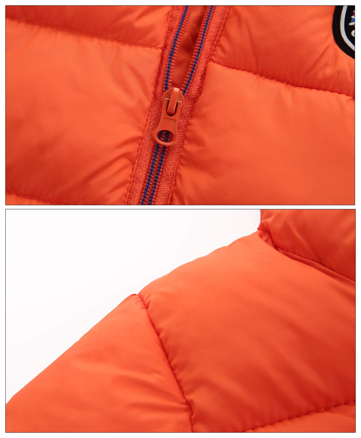 Happy Cherry Kids Winter Windproof Warm Coat Autumn Thick Fur Lined Outwear Hooded Zipper Jacket with Pockets for 2-3 Years, Orange