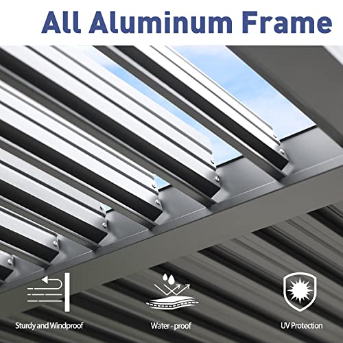 BPS Outdoor Louvered Pergola 10βx13β Aluminum Pergola Waterproof Gazebo Patio Sun Shade Shelter with 2 Adjustable Roof Panels for Patio, Garden, Backyard