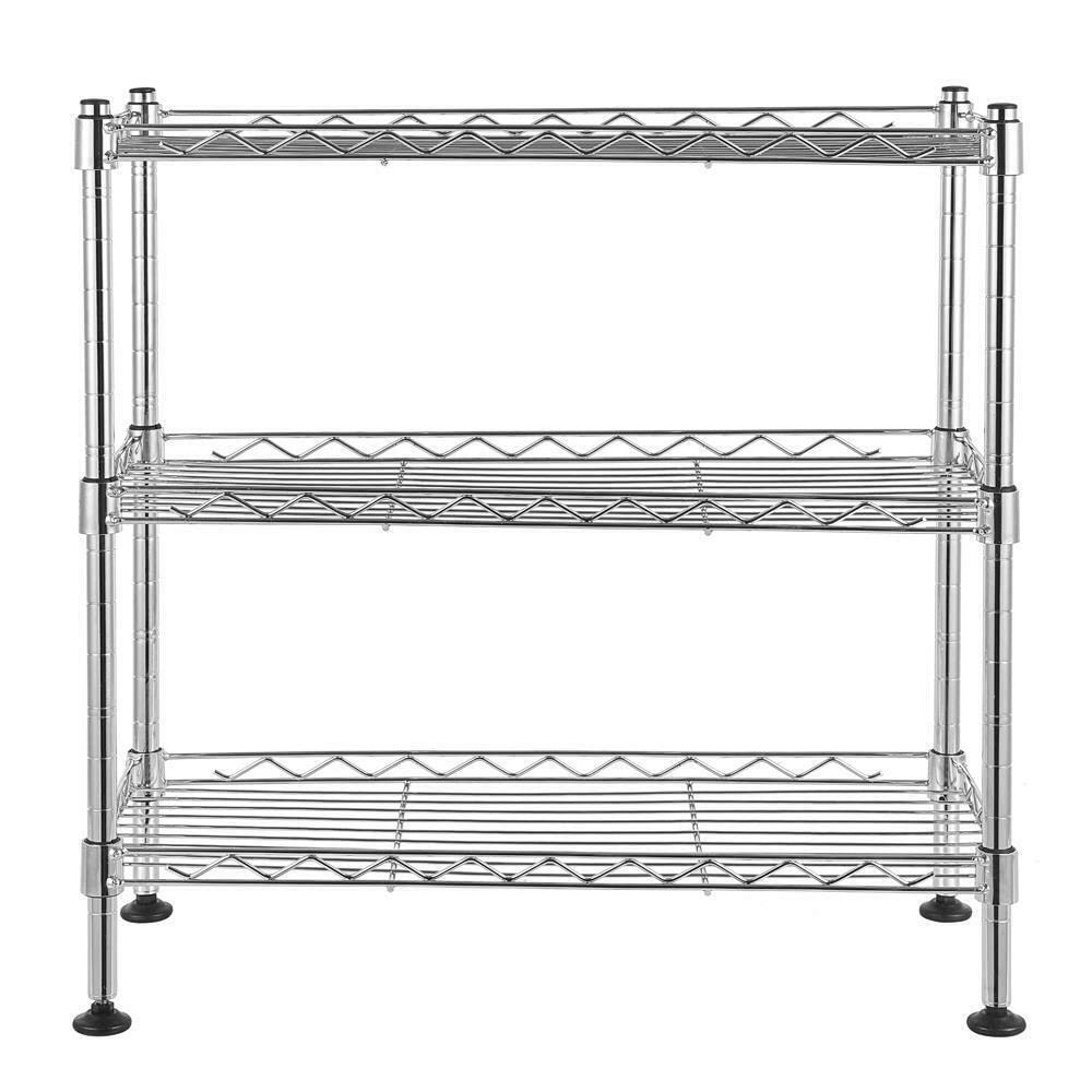 3 Tier Wire Shelving Rack Shelf Adjustable Commercial Garage Kitchen Storage