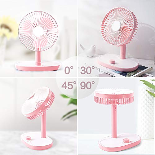 SmartDevil 6.5β Small Desktop Fan, Personal Desk Fan With Storage Function, 2600 mAh Battery Operated Table fan, Smart Timing Function, Stepless Speed Regulation, for Home, Office, Bedroom, Pink