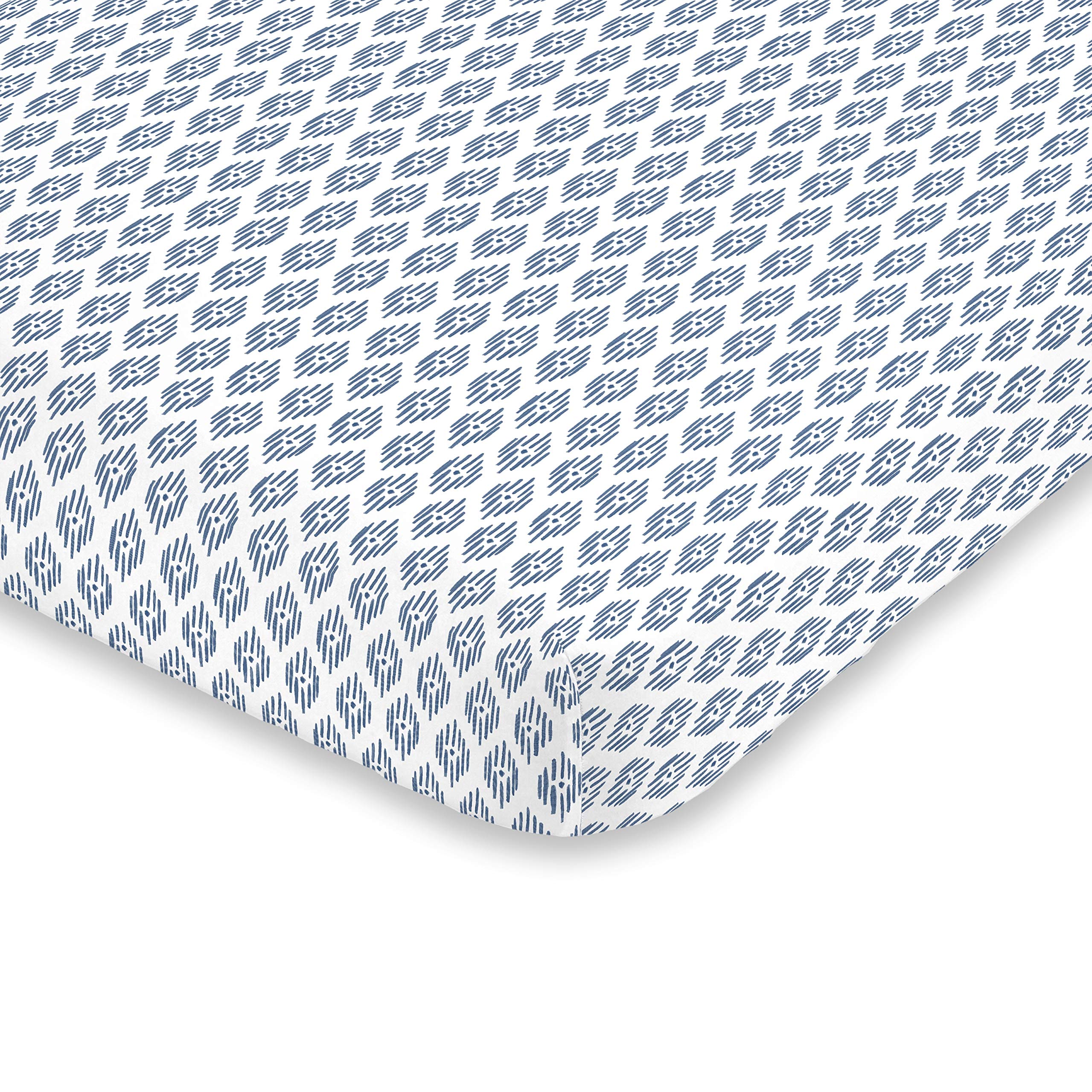 NoJo Indigo Hues Blue and White Elephant 4 Piece Nursery Crib Bedding Set - Comforter, 100% Cotton Fitted Crib Sheet, Dust Ruffle, Super Soft Baby Blanket