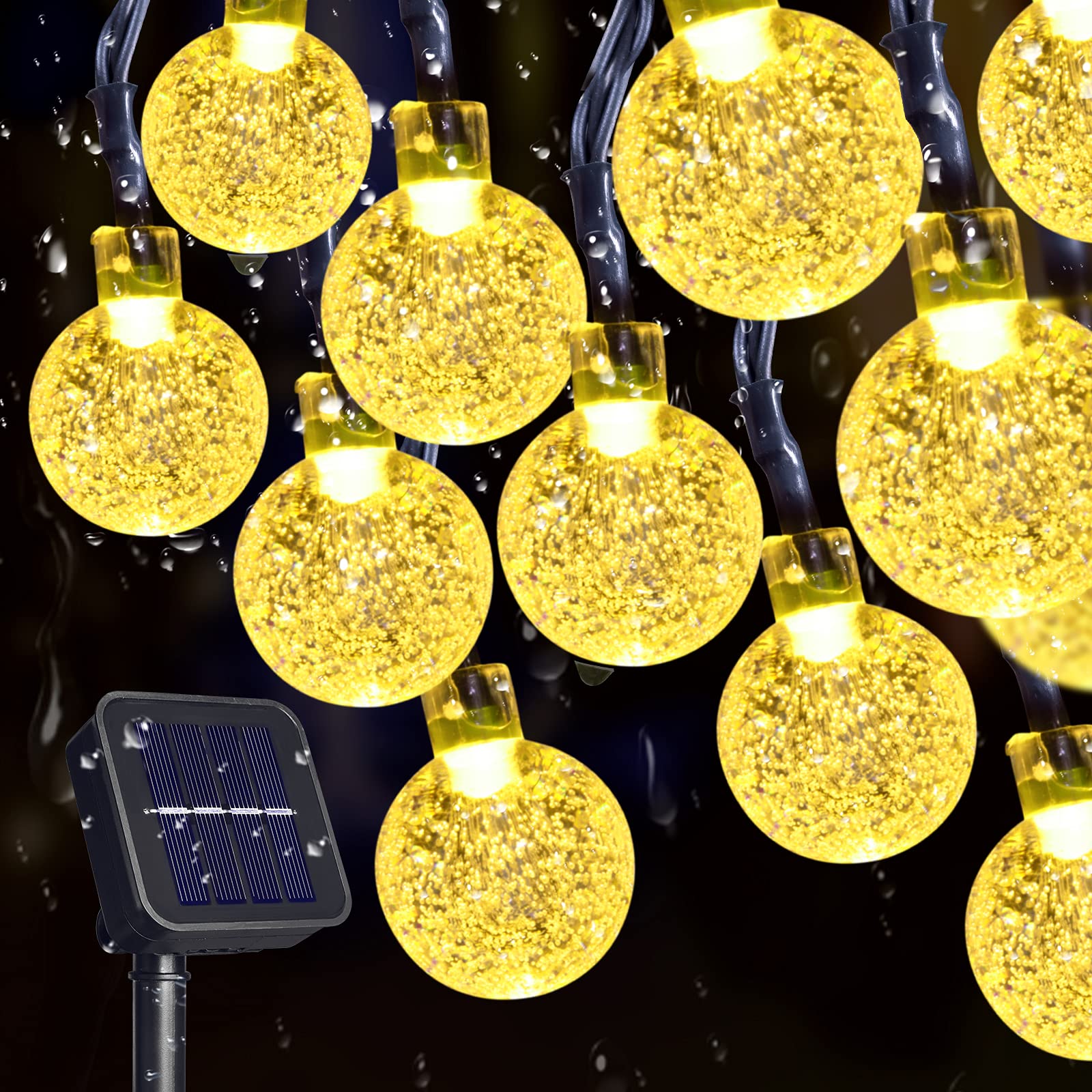TYNLED Crystal Globe String Lights Outdoor, 60LED 36Ft Waterproof Solar String Fairy Lights Globe Crystal Balls Lighting for Home Garden Yard Patio Christmas Decoration